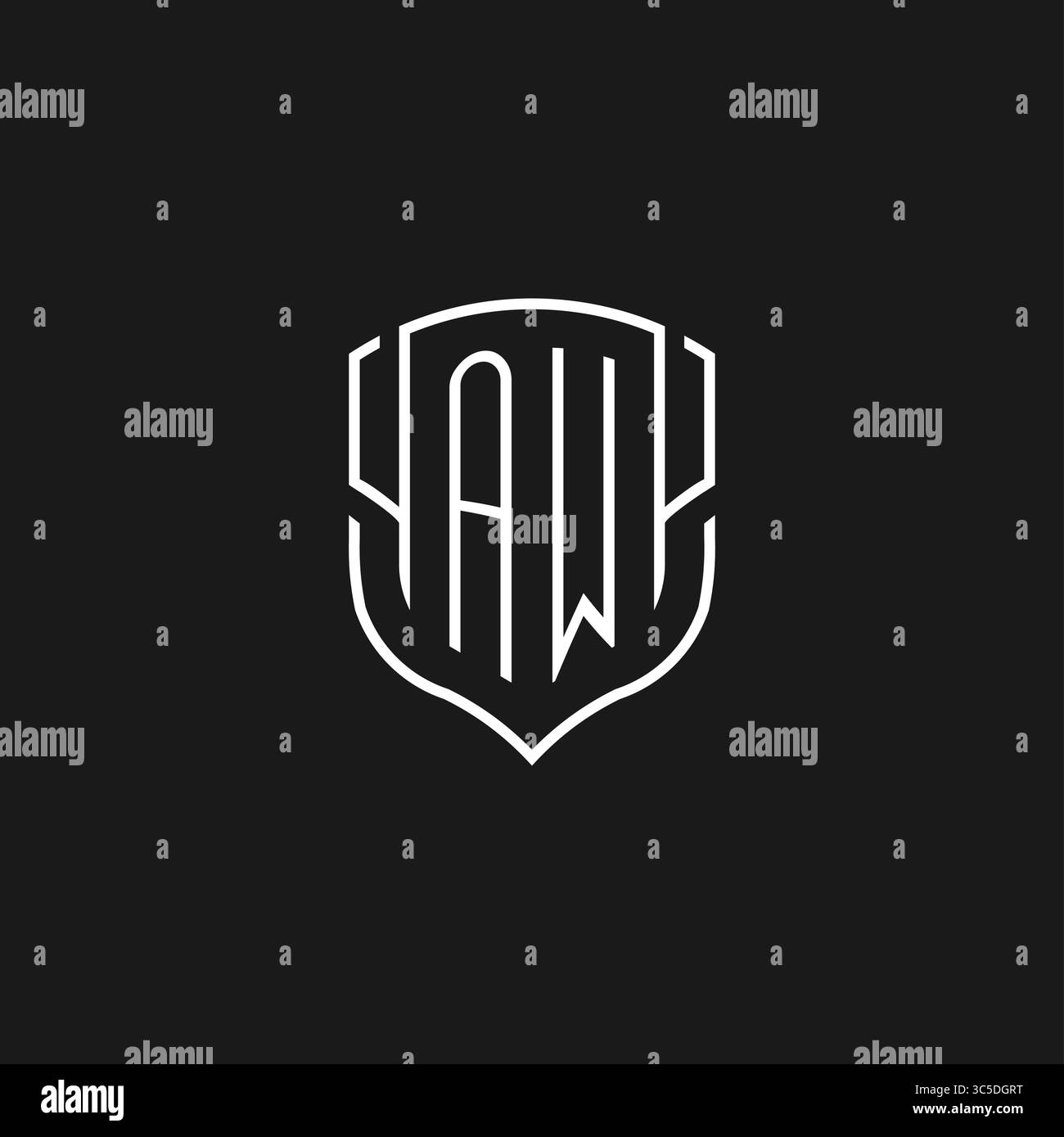 Initial AW logo monoline shield icon shape with vector graphic Stock ...