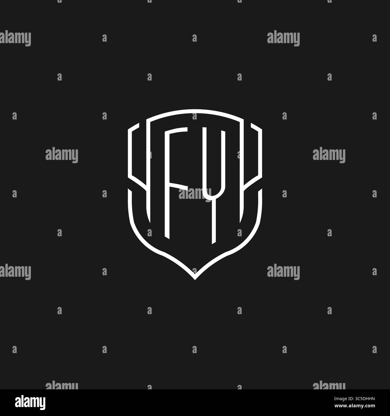Initial FY logo monoline shield icon shape with vector graphic Stock ...