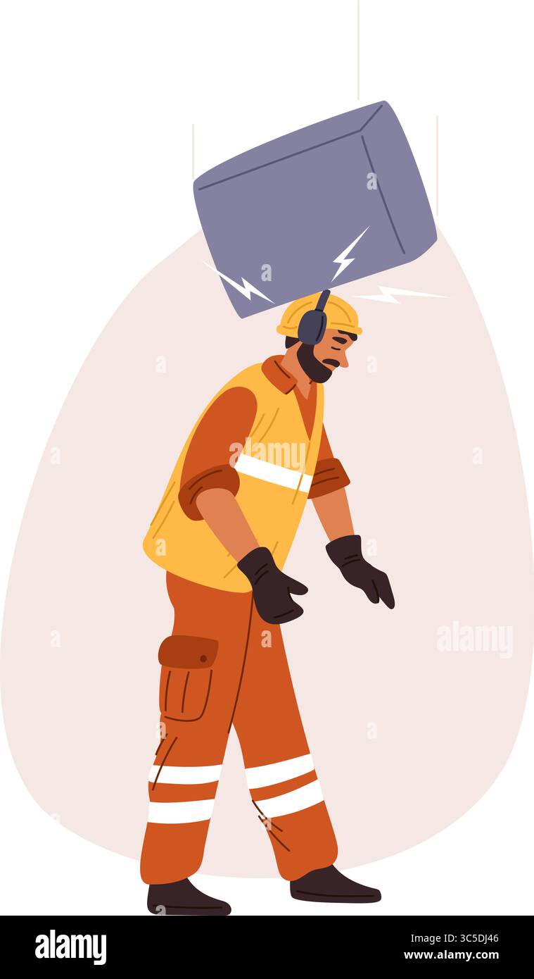 Employee is struck on head by falling object. Accident at work ...