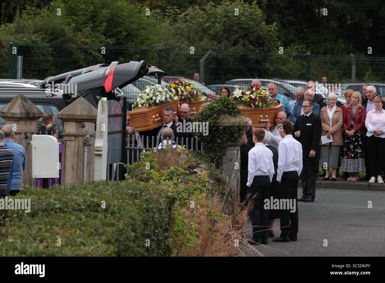 The coffins of murder victims Vanessa Whyte and her children Sara and ...