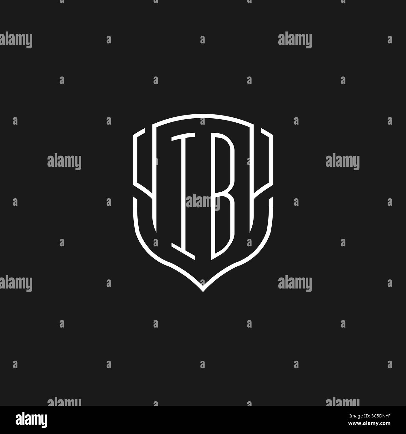 Initial IB logo monoline shield icon shape with vector graphic Stock ...
