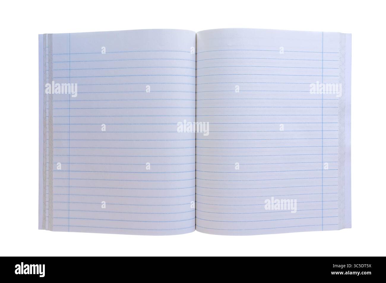 Open notebook with lined paper and margins ready for writing or drawing ...