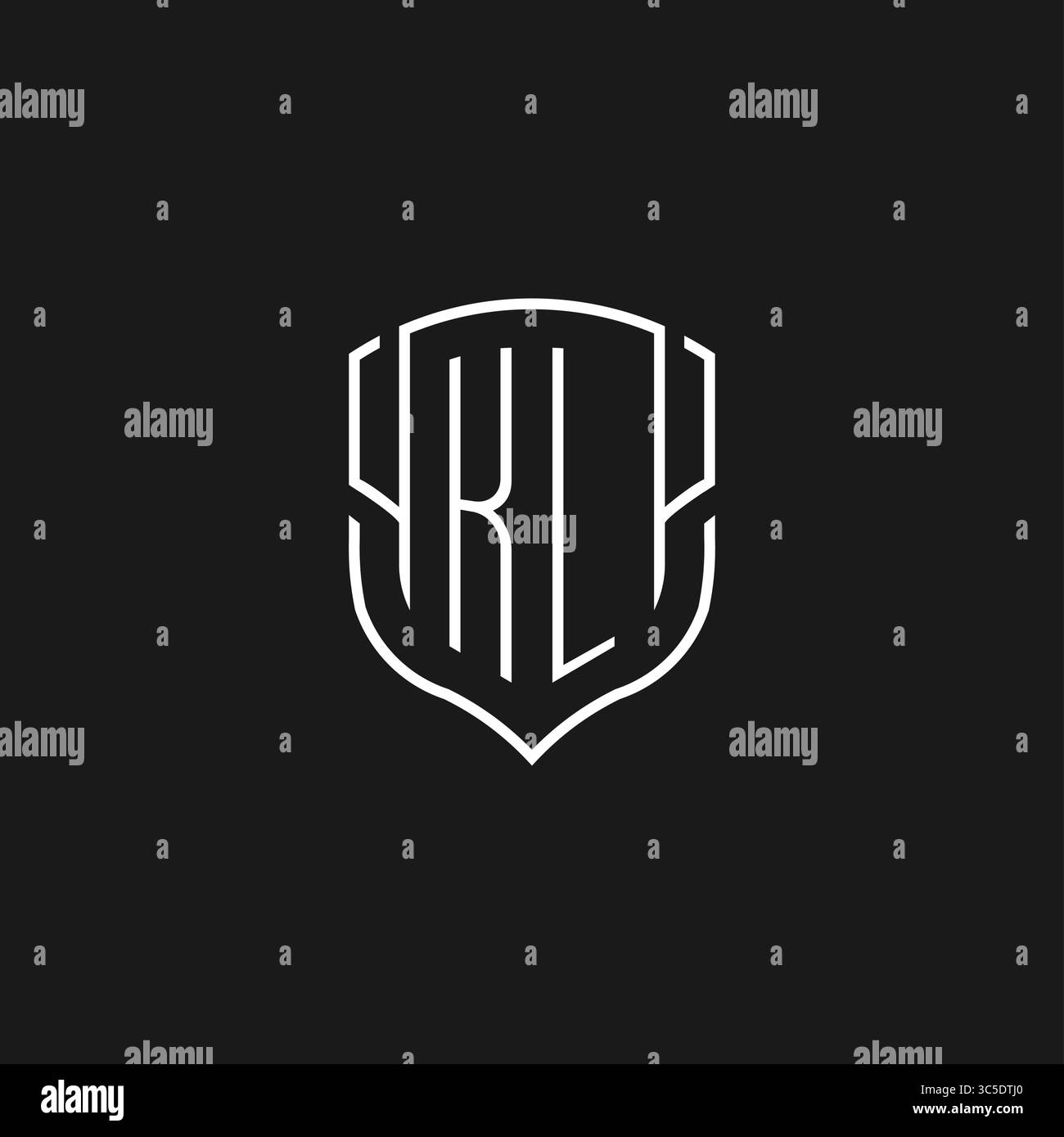 Initial KL logo monoline shield icon shape with vector graphic Stock ...