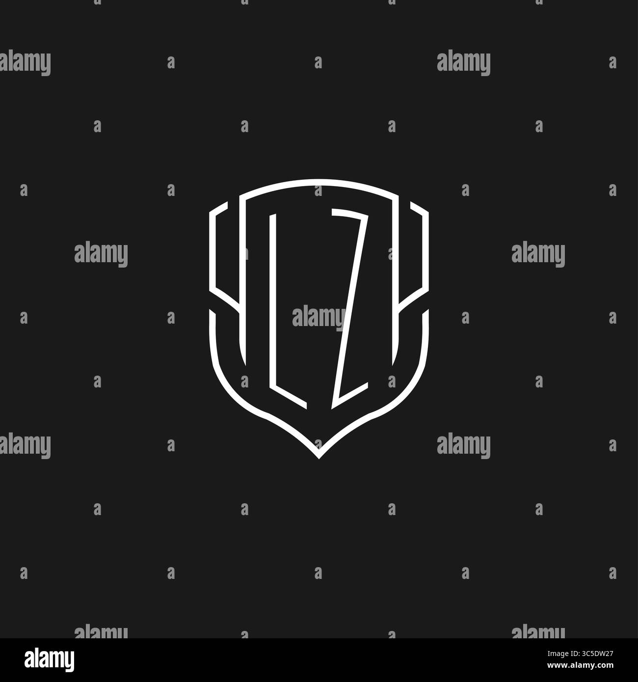 Initial LZ logo monoline shield icon shape with vector graphic Stock ...
