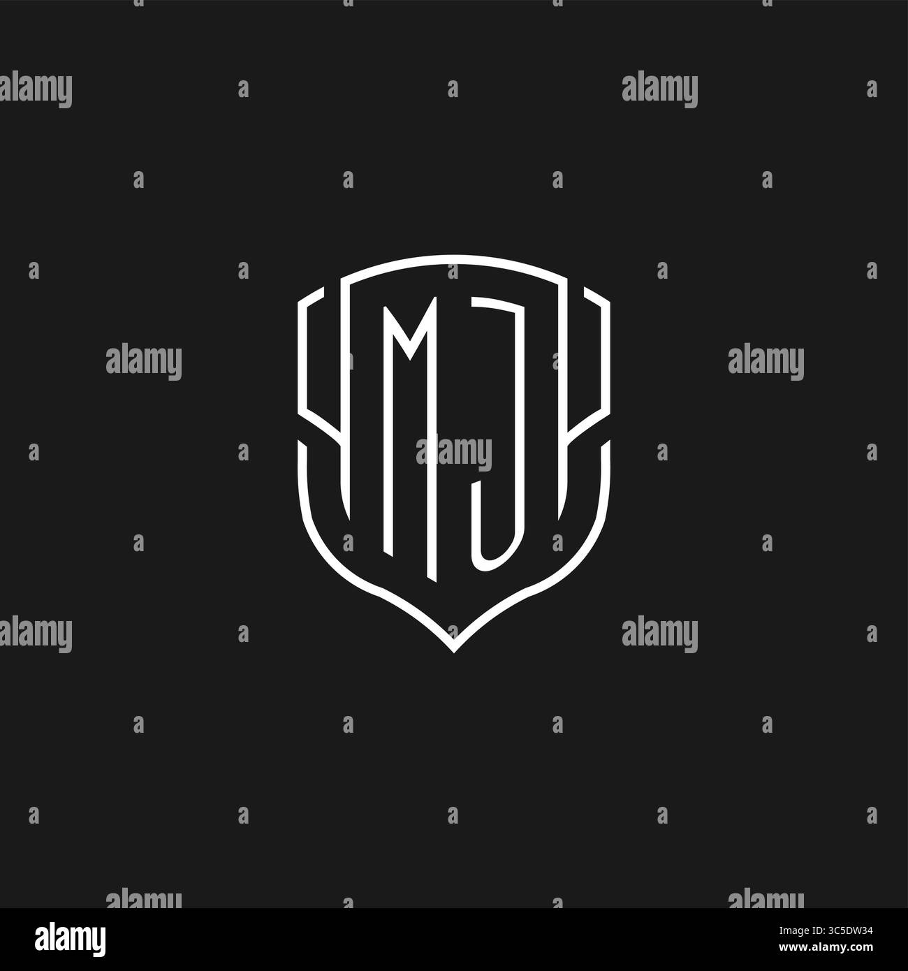Initial MJ logo monoline shield icon shape with vector graphic Stock ...