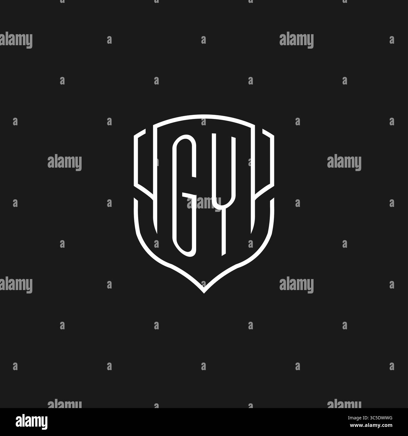 Initial GY logo monoline shield icon shape with vector graphic Stock ...