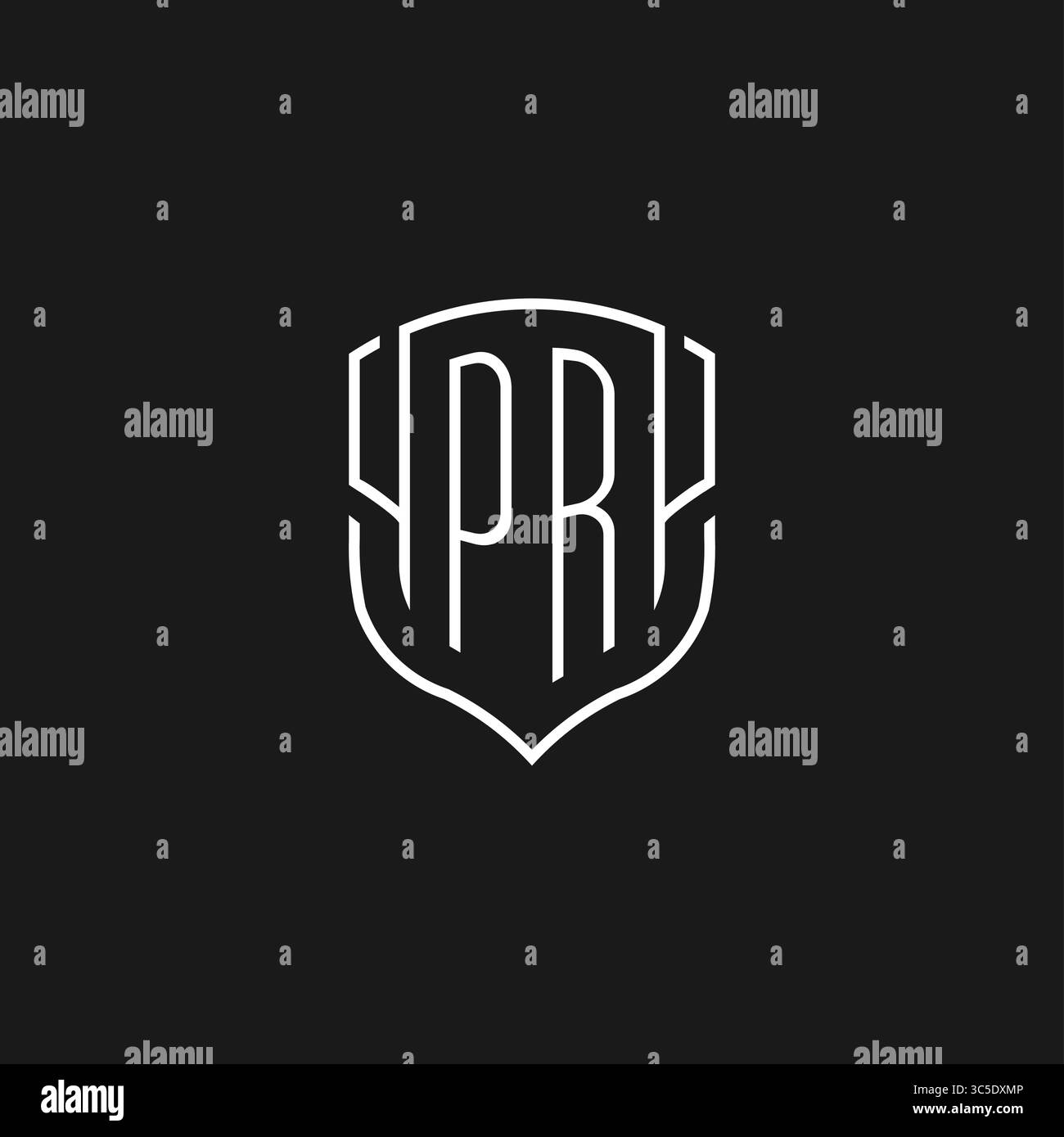 Initial PR logo monoline shield icon shape with vector graphic Stock ...