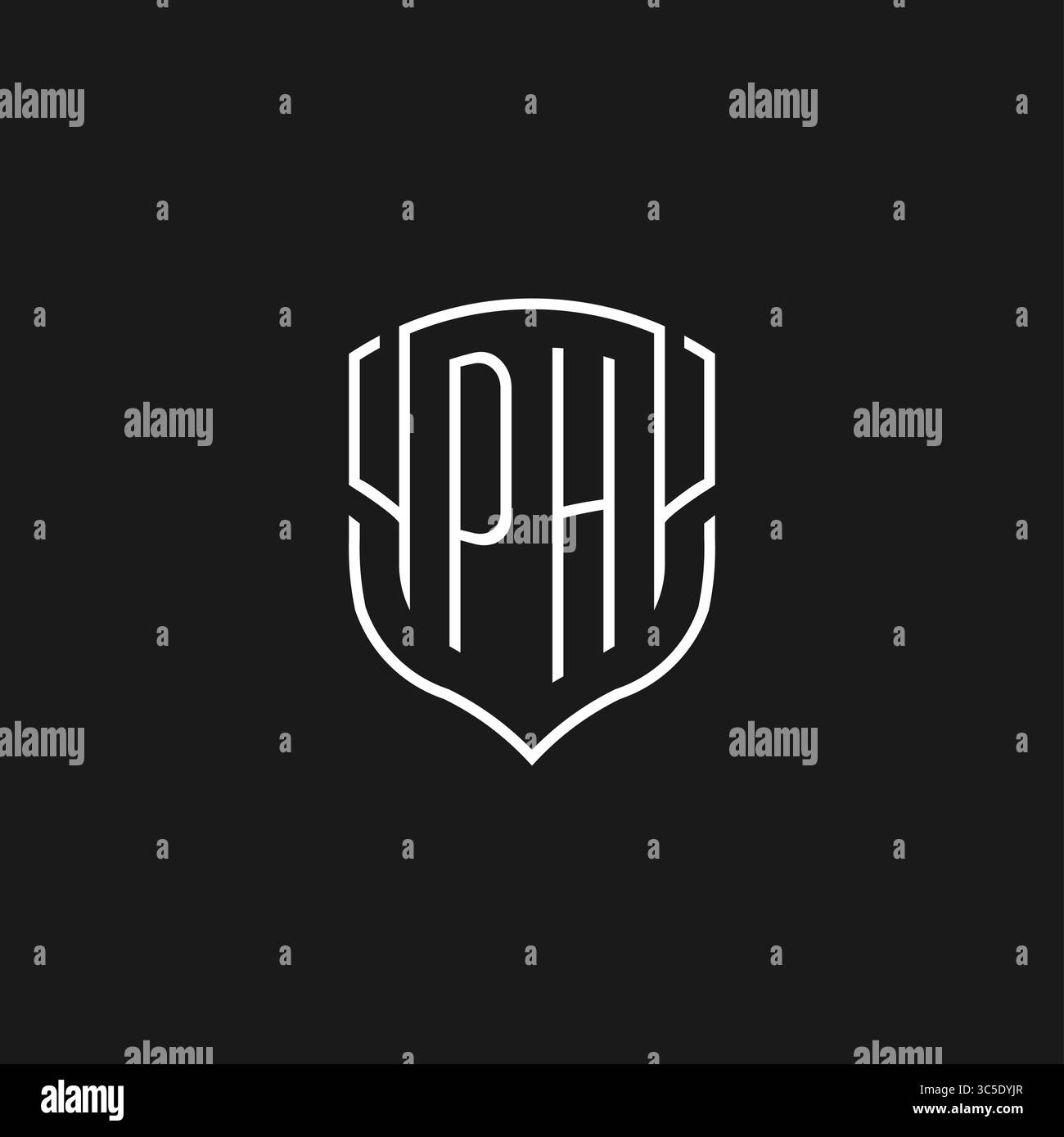 Initial PH logo monoline shield icon shape with vector graphic Stock ...
