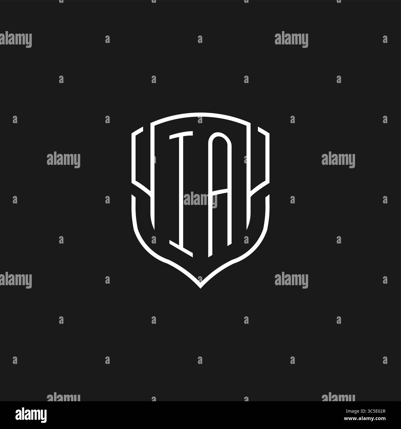 Initial IA logo monoline shield icon shape with vector graphic Stock ...