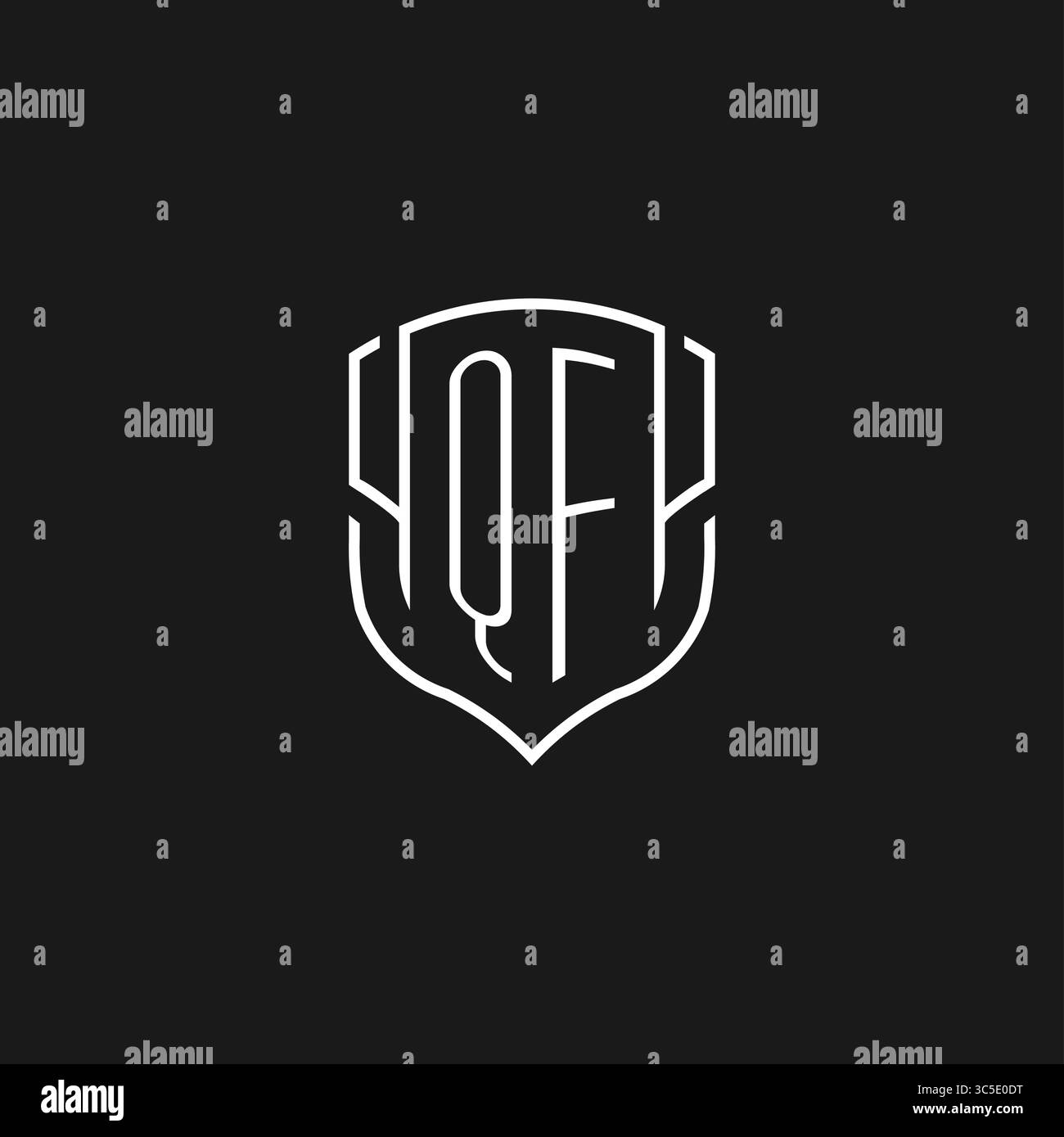 Initial QF logo monoline shield icon shape with vector graphic Stock ...