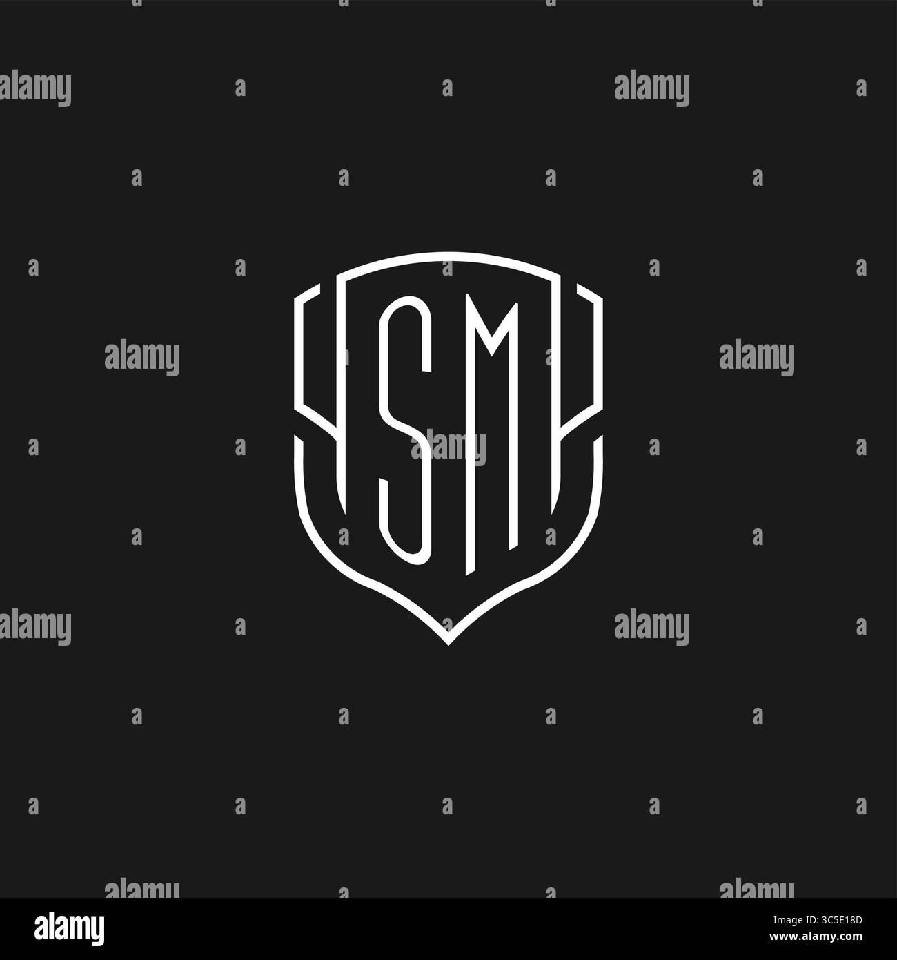 Initial SM logo monoline shield icon shape with vector graphic Stock ...