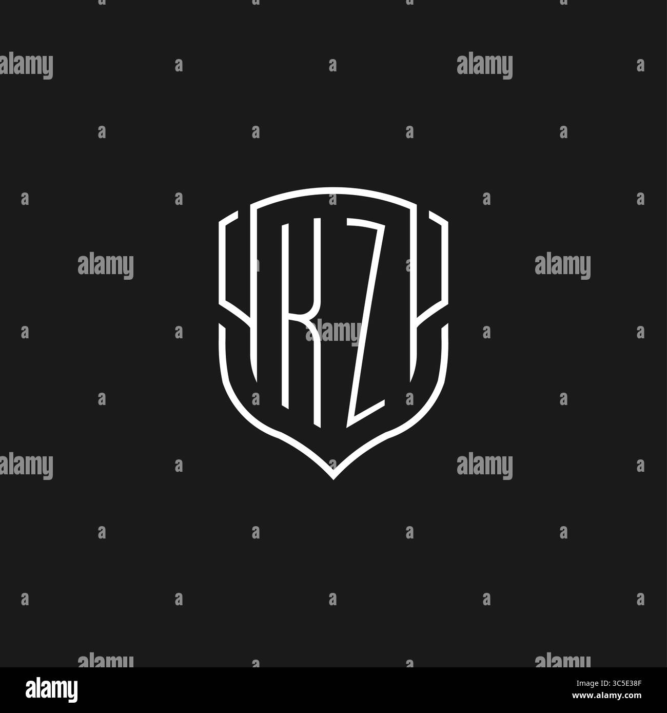 Initial KZ logo monoline shield icon shape with vector graphic Stock ...