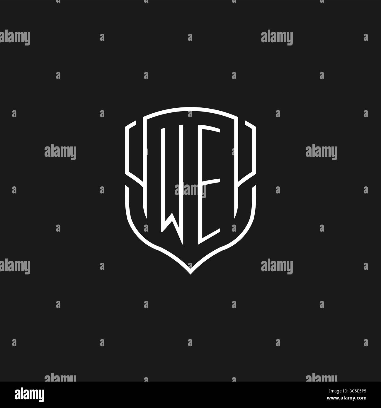 Initial WE logo monoline shield icon shape with vector graphic Stock ...