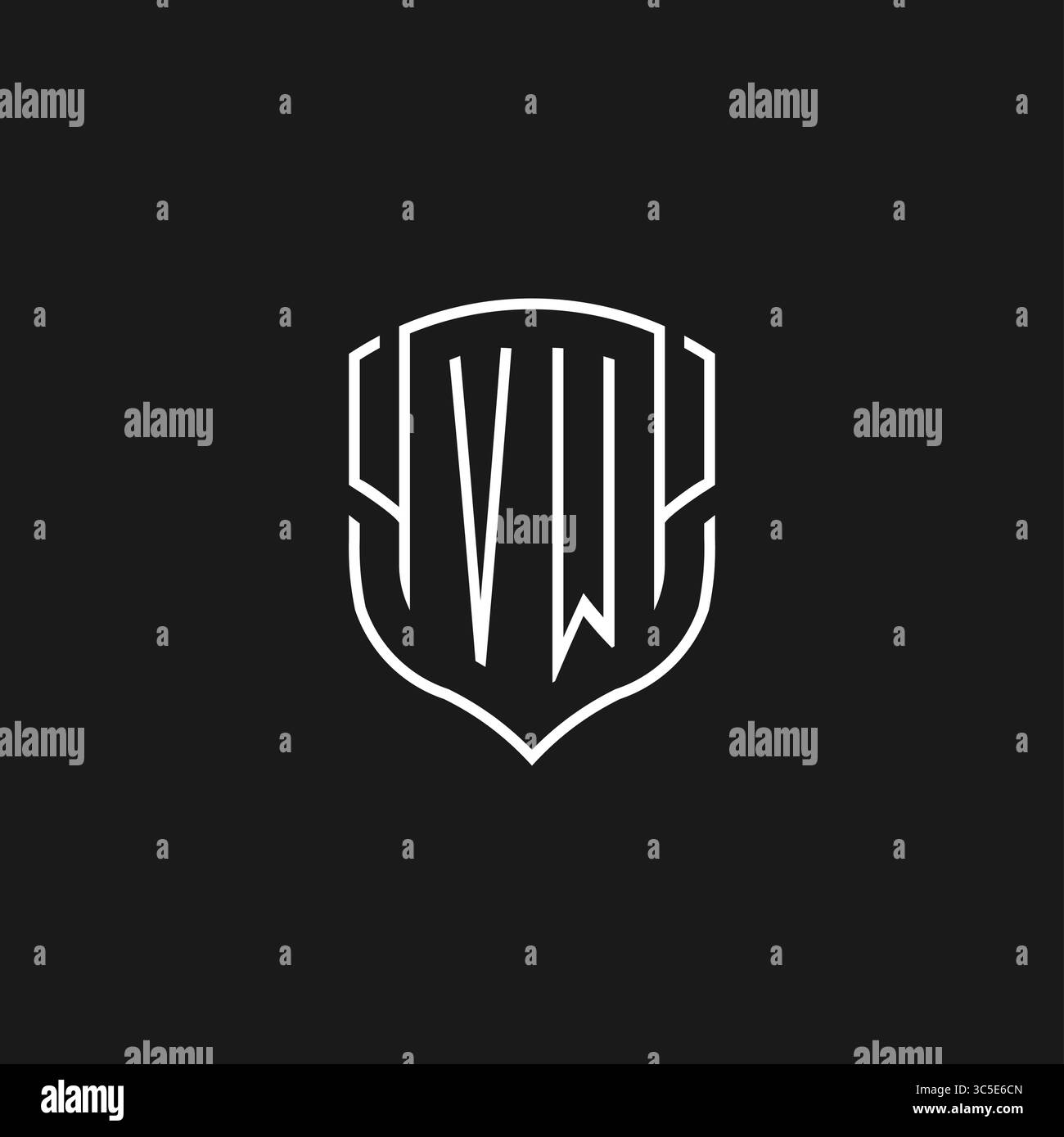 Initial VW logo monoline shield icon shape with vector graphic Stock ...