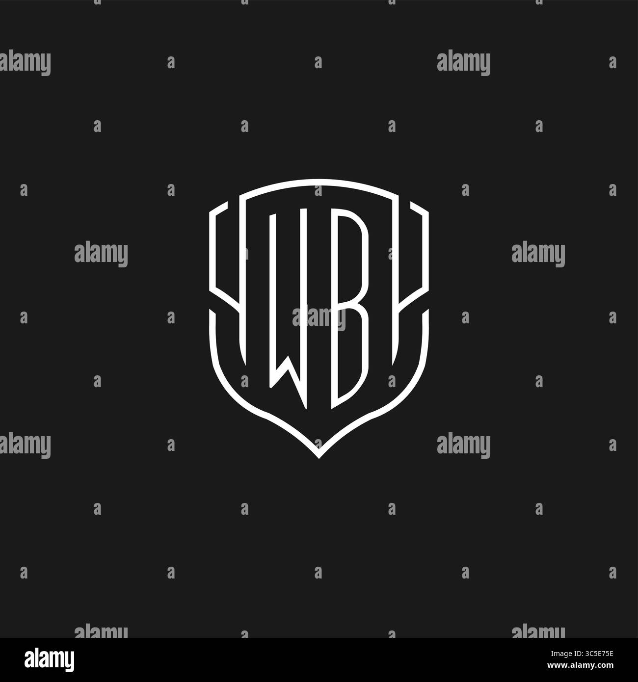 Initial WB logo monoline shield icon shape with vector graphic Stock ...