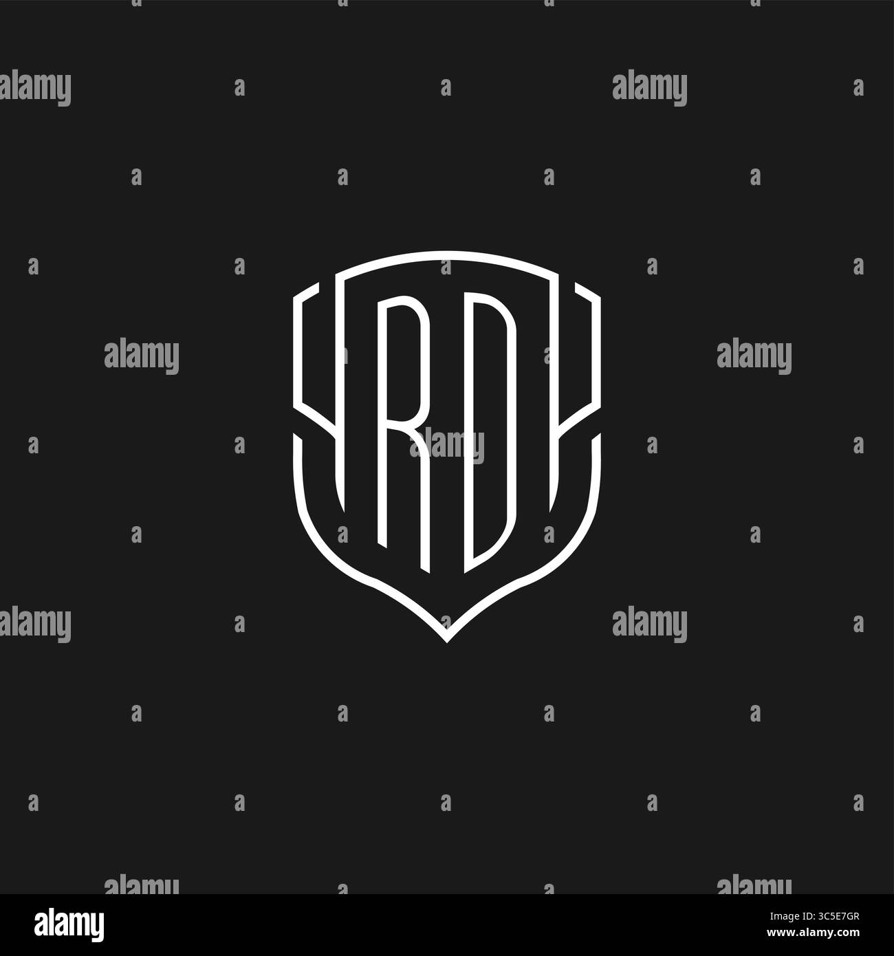 Initial RD logo monoline shield icon shape with vector graphic Stock ...