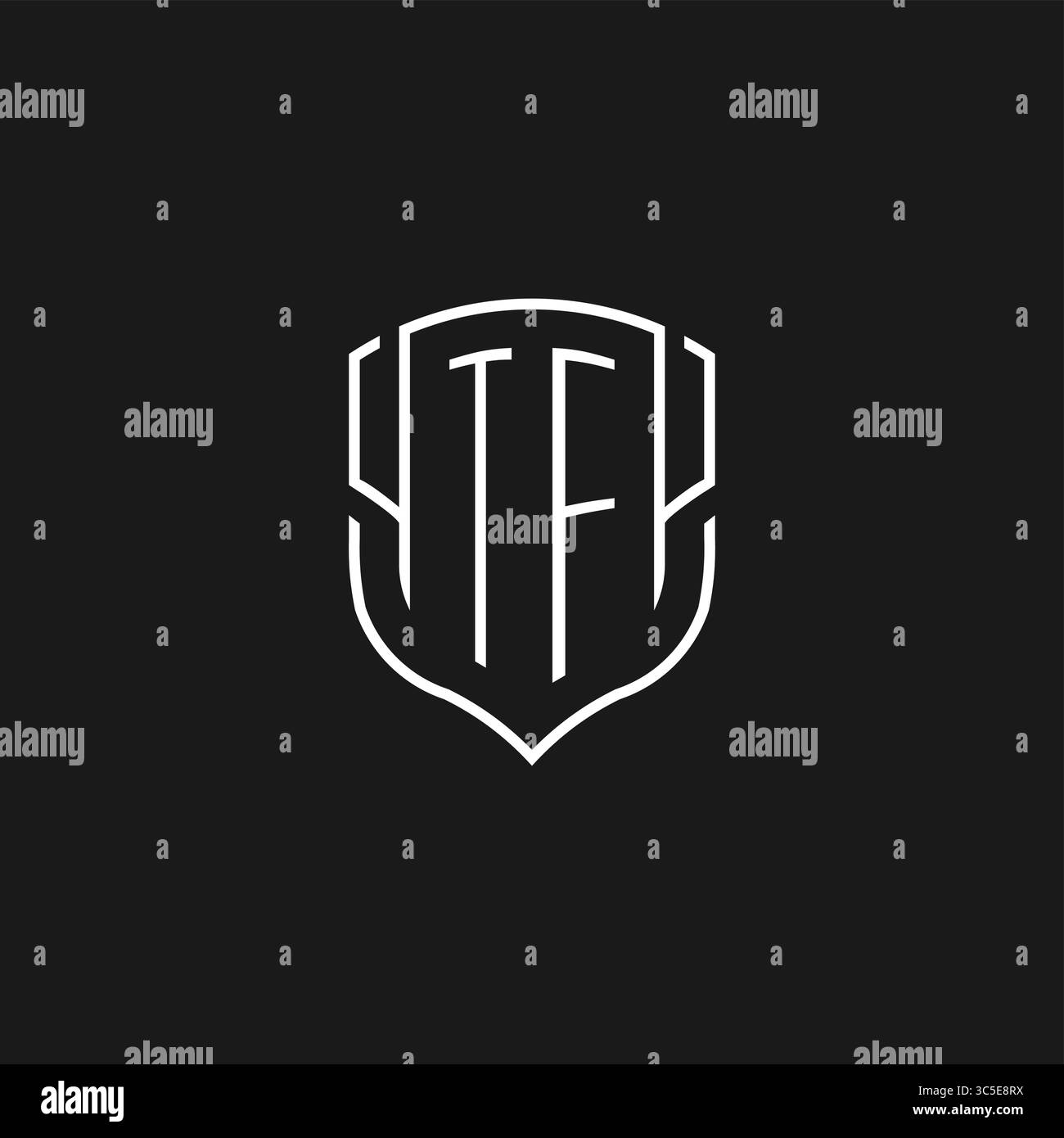 Initial TF logo monoline shield icon shape with vector graphic Stock ...