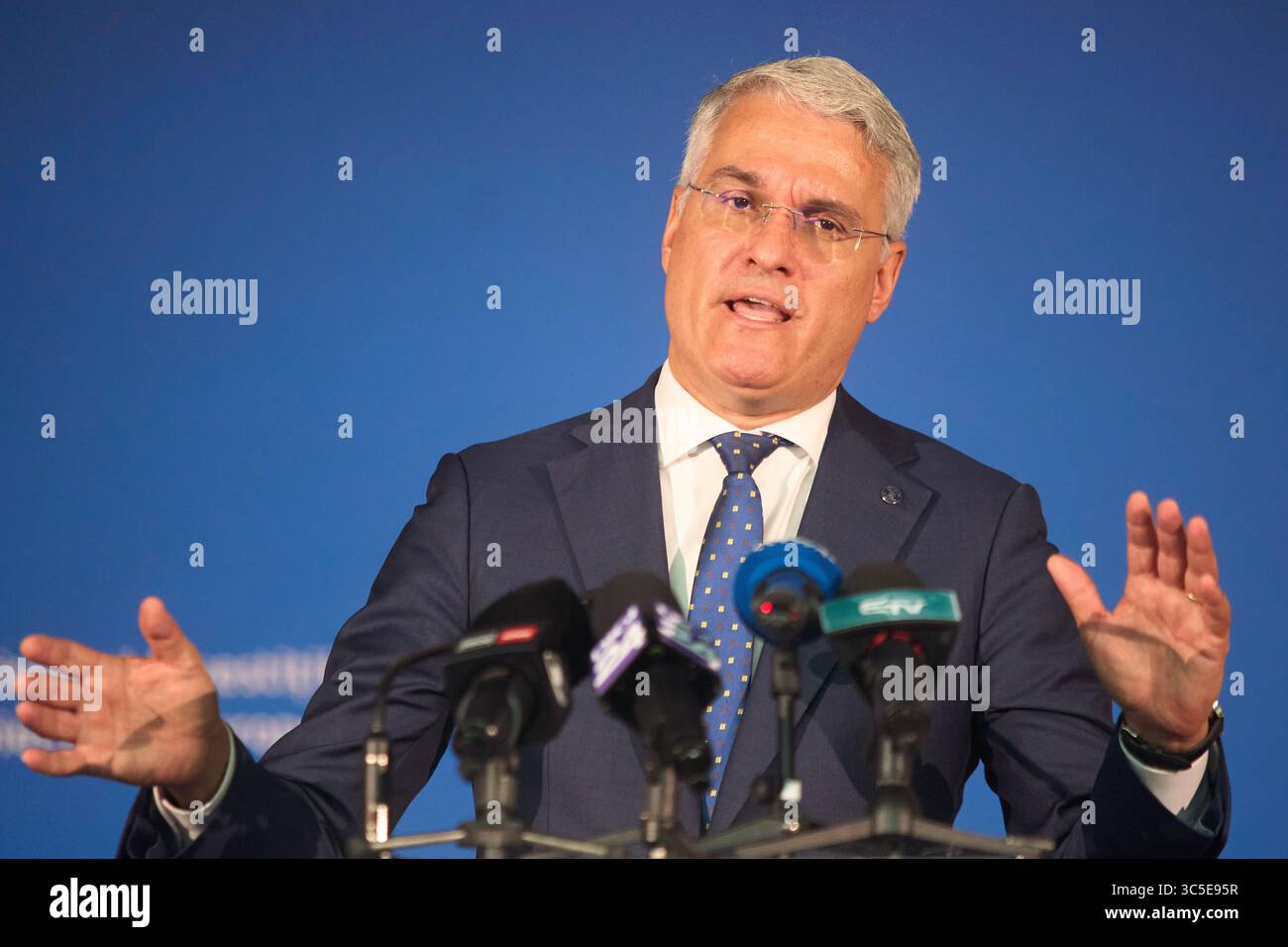 Bucharest, Romania. 30th July, 2025: Dragos Pislaru, Romanian Minister ...