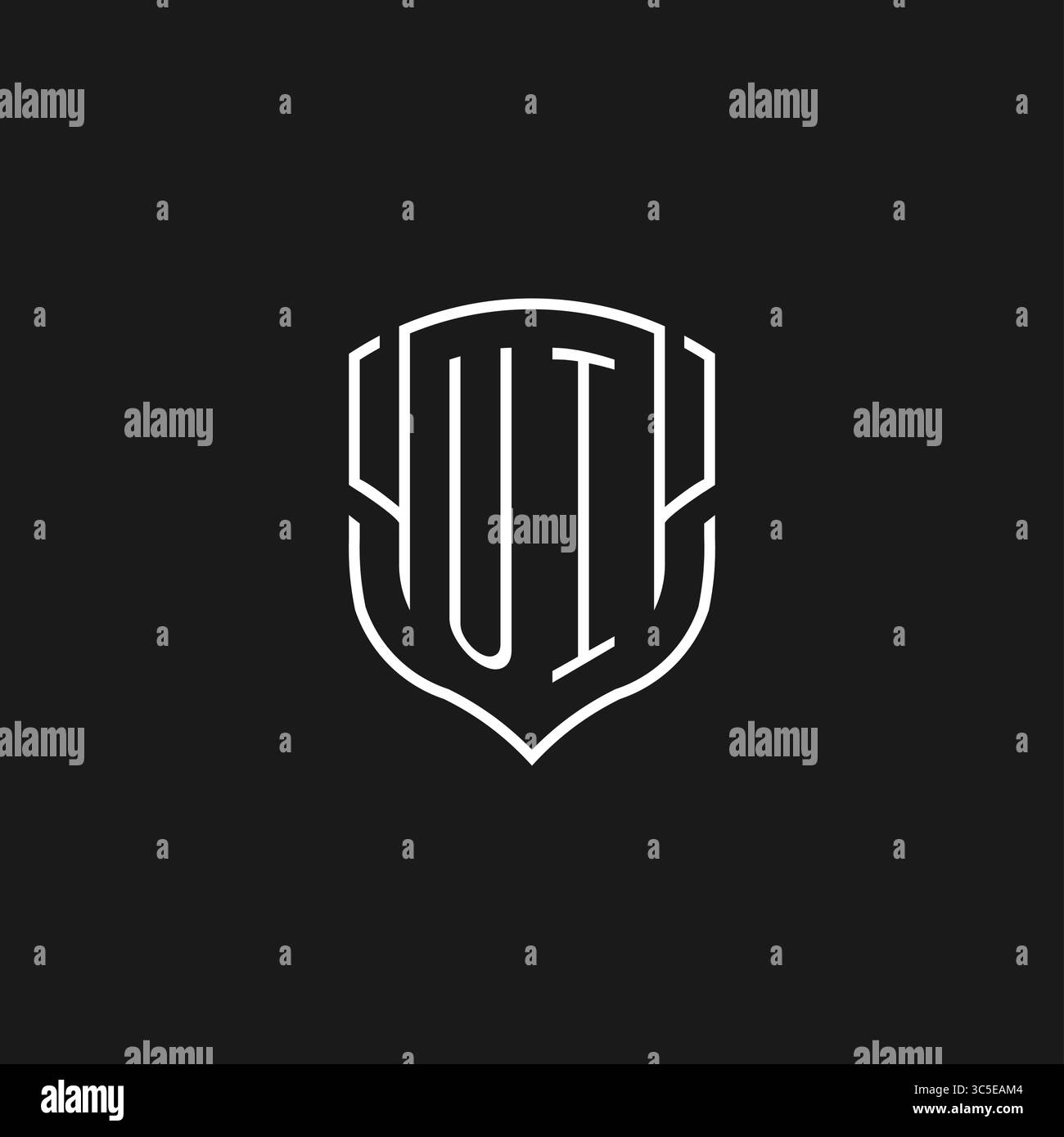 Initial UI logo monoline shield icon shape with vector graphic Stock ...