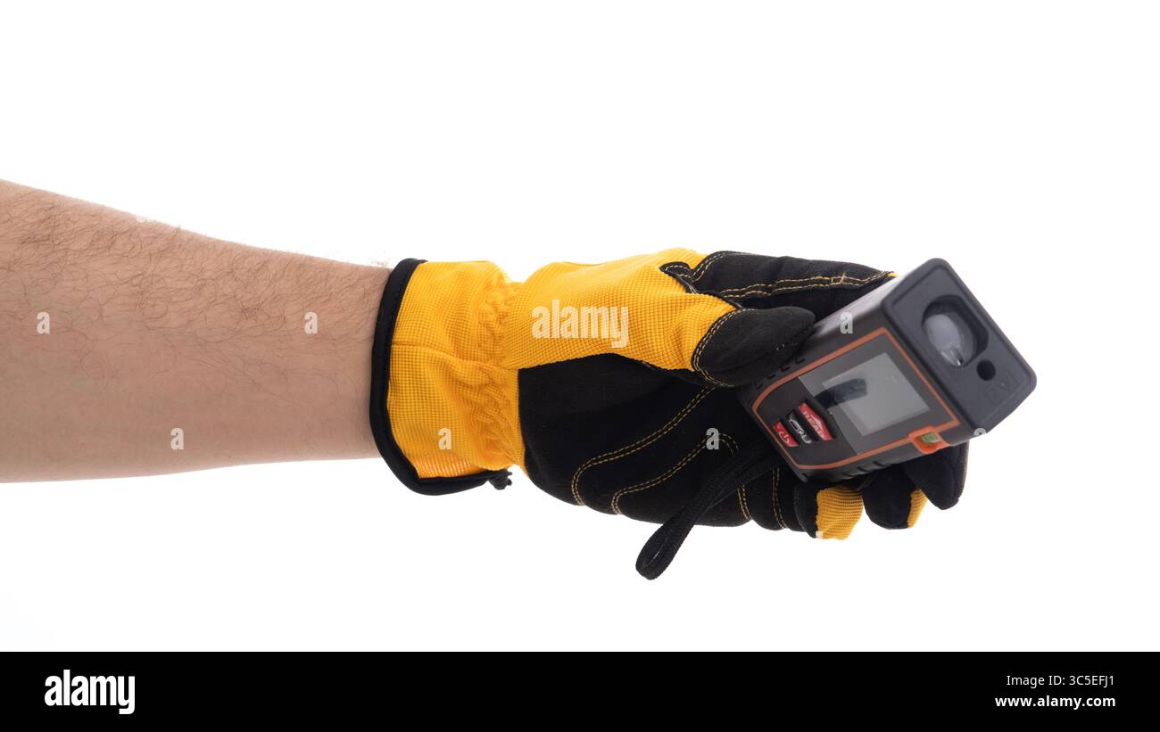 Gloved hand digital measuring hi-res stock photography and images - Alamy