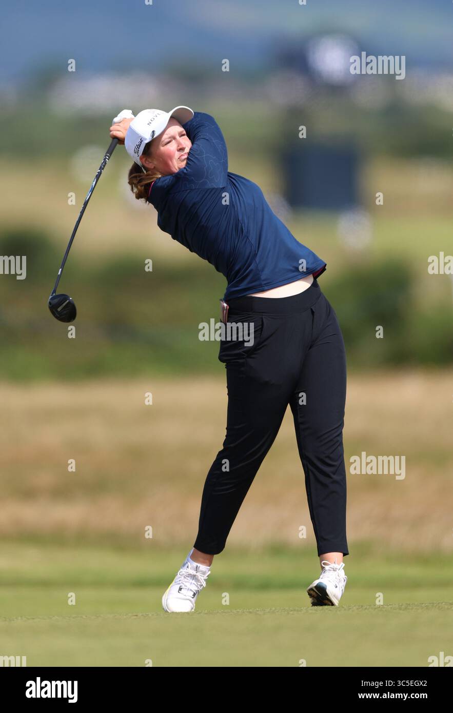 England's Lottie Woad plays from the fairway at Royal Porthcawl Golf ...