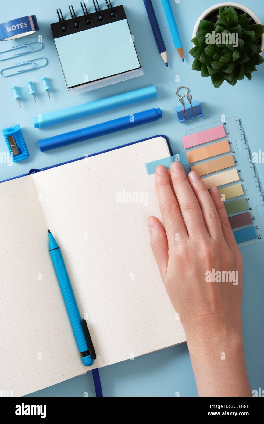 Workspace setup blank notebook hi-res stock photography and images - Alamy