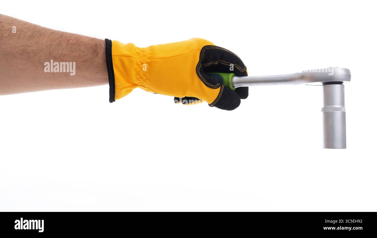 Hand holding ratchet tool hi-res stock photography and images - Alamy