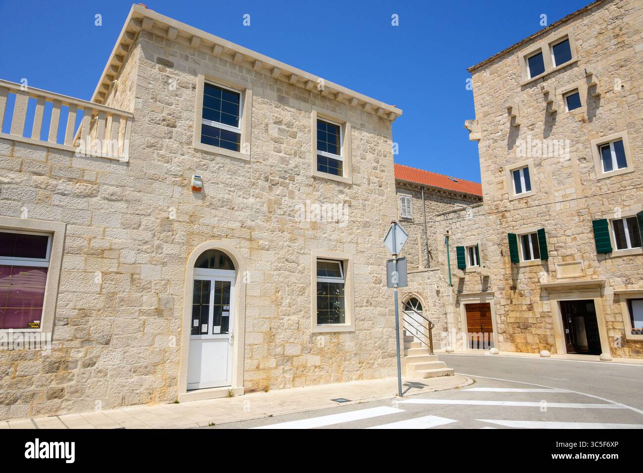 Traditional architecture of Pucisca town on the island of Brac in ...