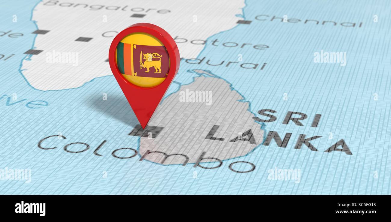 Sri Lanka, Colombo - location pin with national flag on political map ...