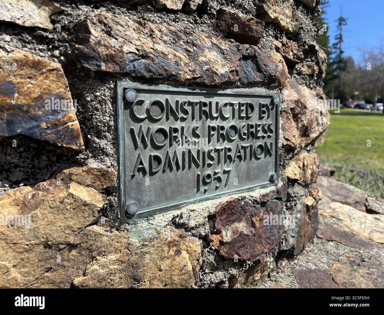 Stone structure bearing a Works Progress Administration plaque in ...