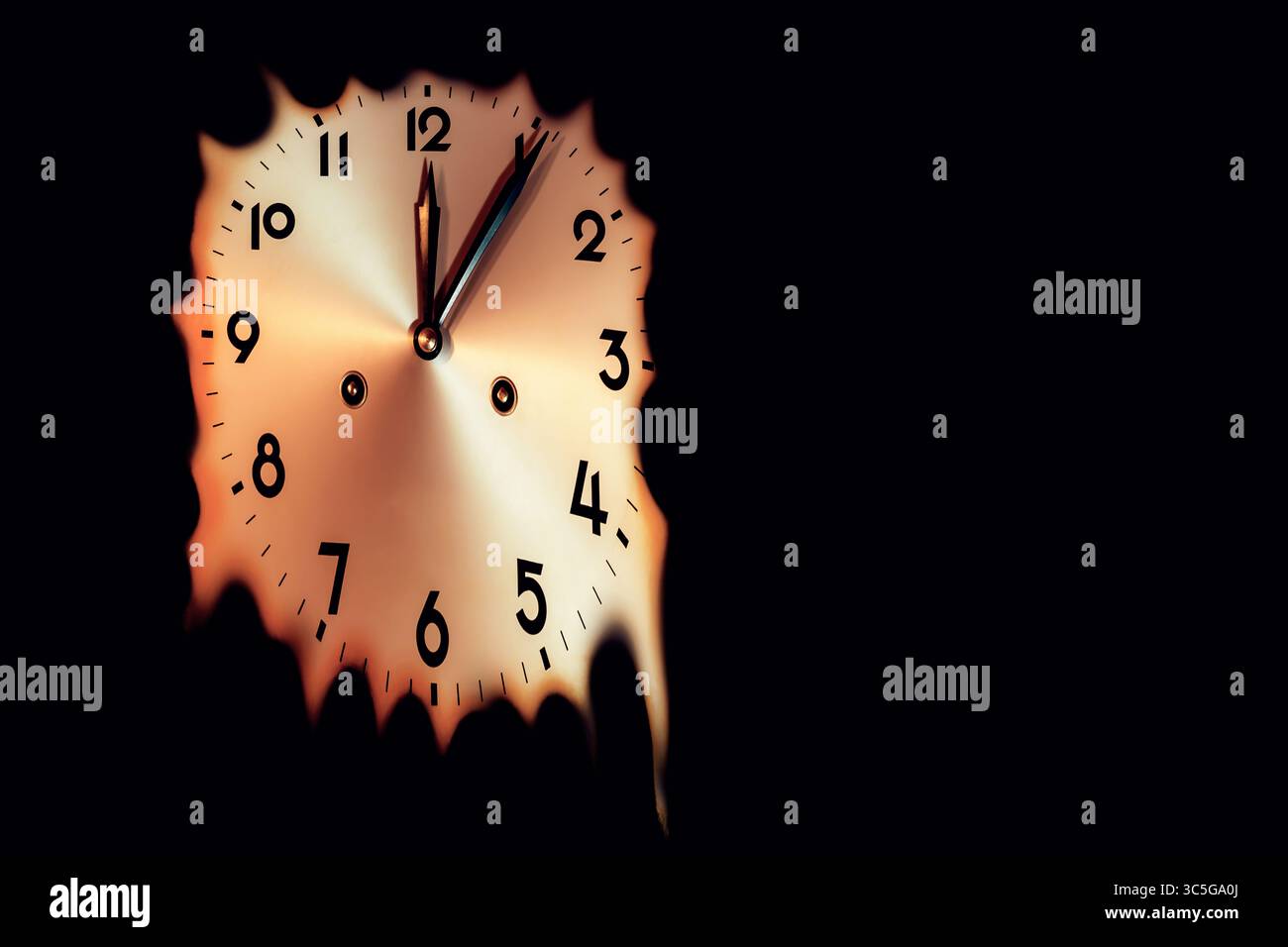 mechanical clock face that melts at five minutes past midnight time on ...