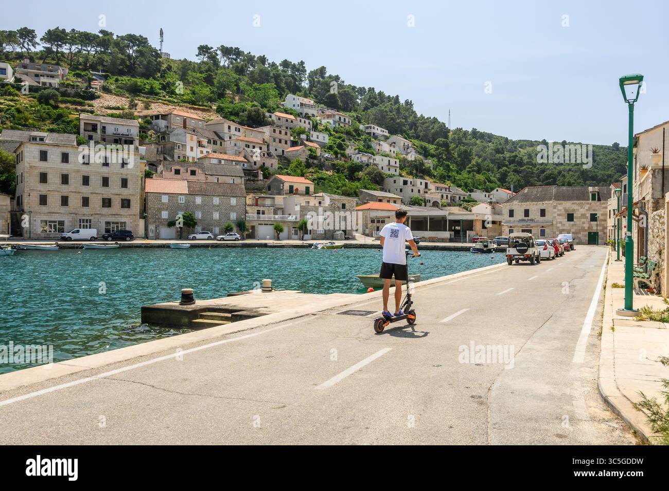 Brac, Croatia - June 10, 2025: Pucisca town on the northern coast of ...