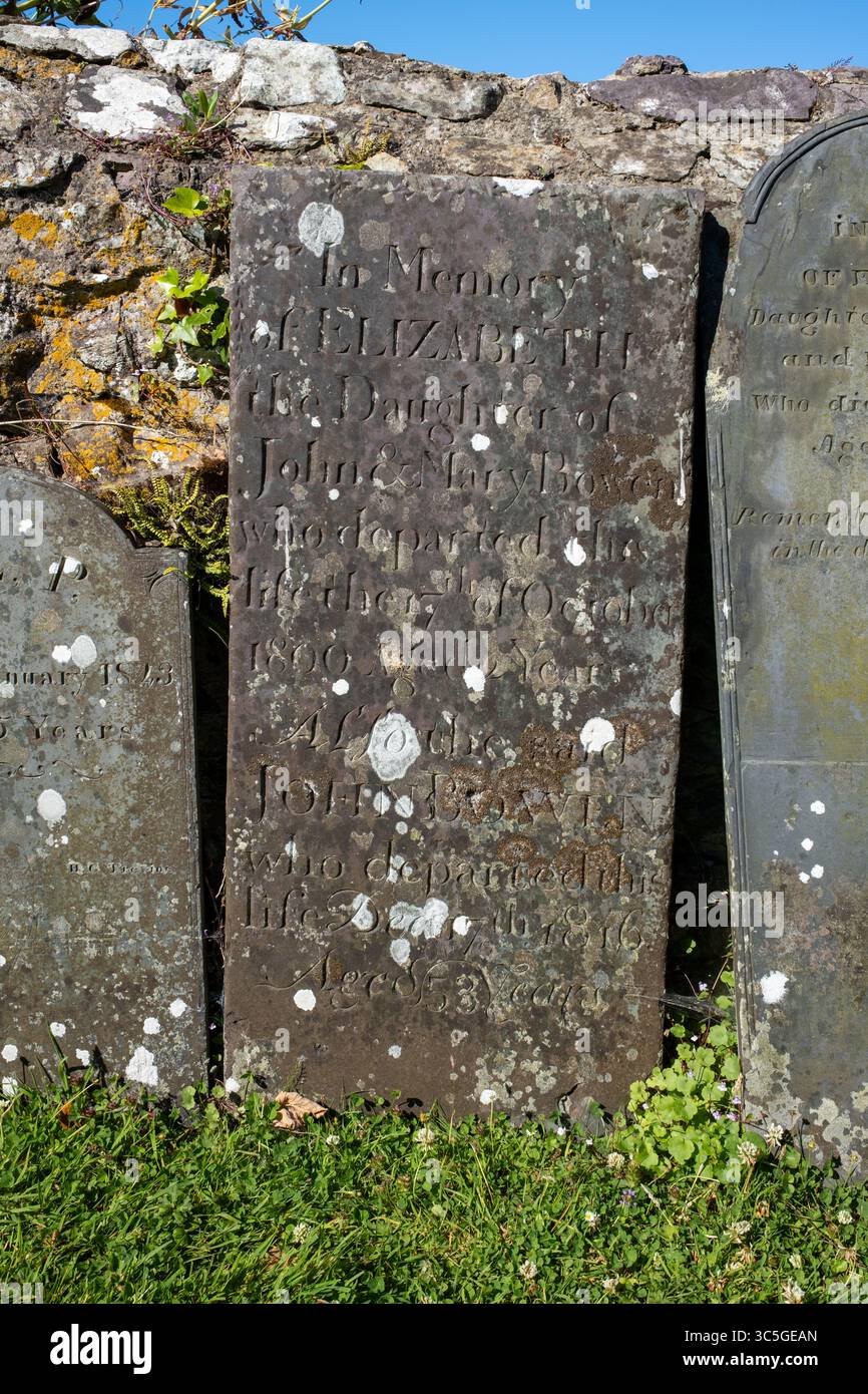 Gravestones in the grounds of St Davids Cathedral in Pembrokeshire West ...