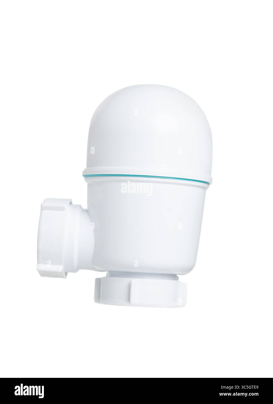 Side view of white plastic sink drain trap isolated on white Stock ...