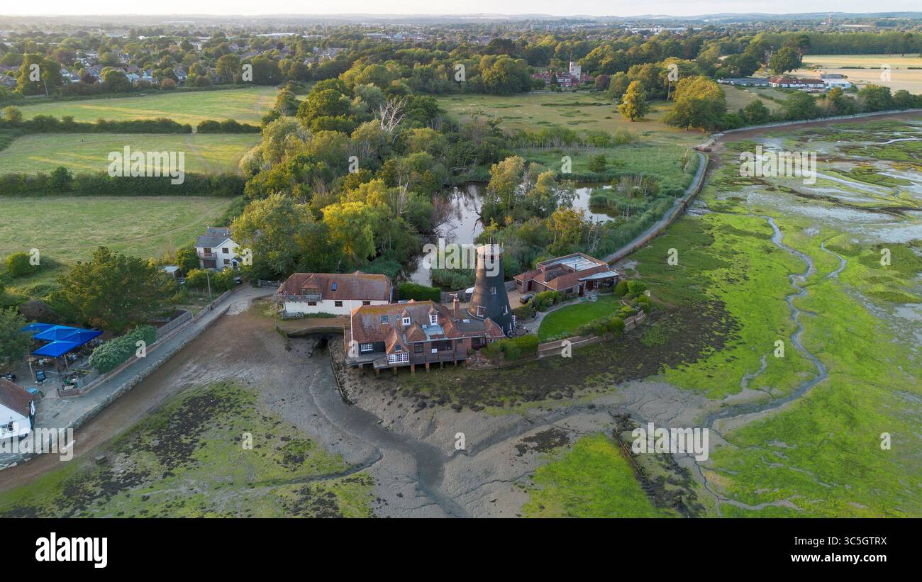 Aerial View of Sweare deep marshland between Langstone and Hayling ...