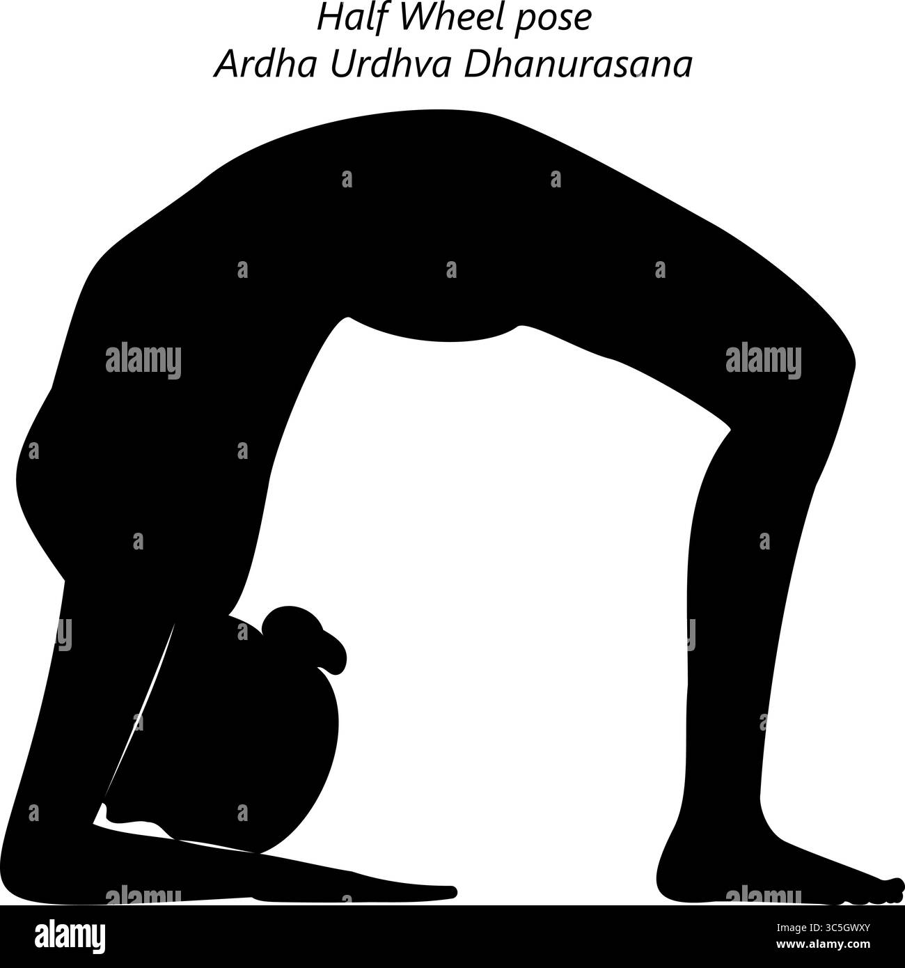 Silhouette Of Woman Practicing Ardha Urdhva Dhanurasana Yoga Pose Half