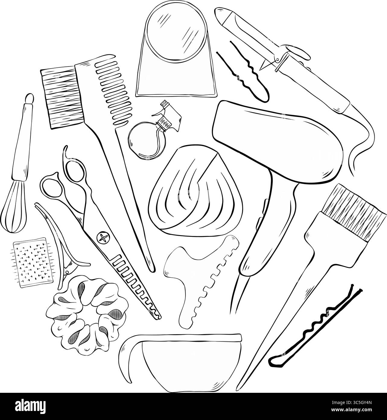 Round brush hair dryer Stock Vector Images - Alamy