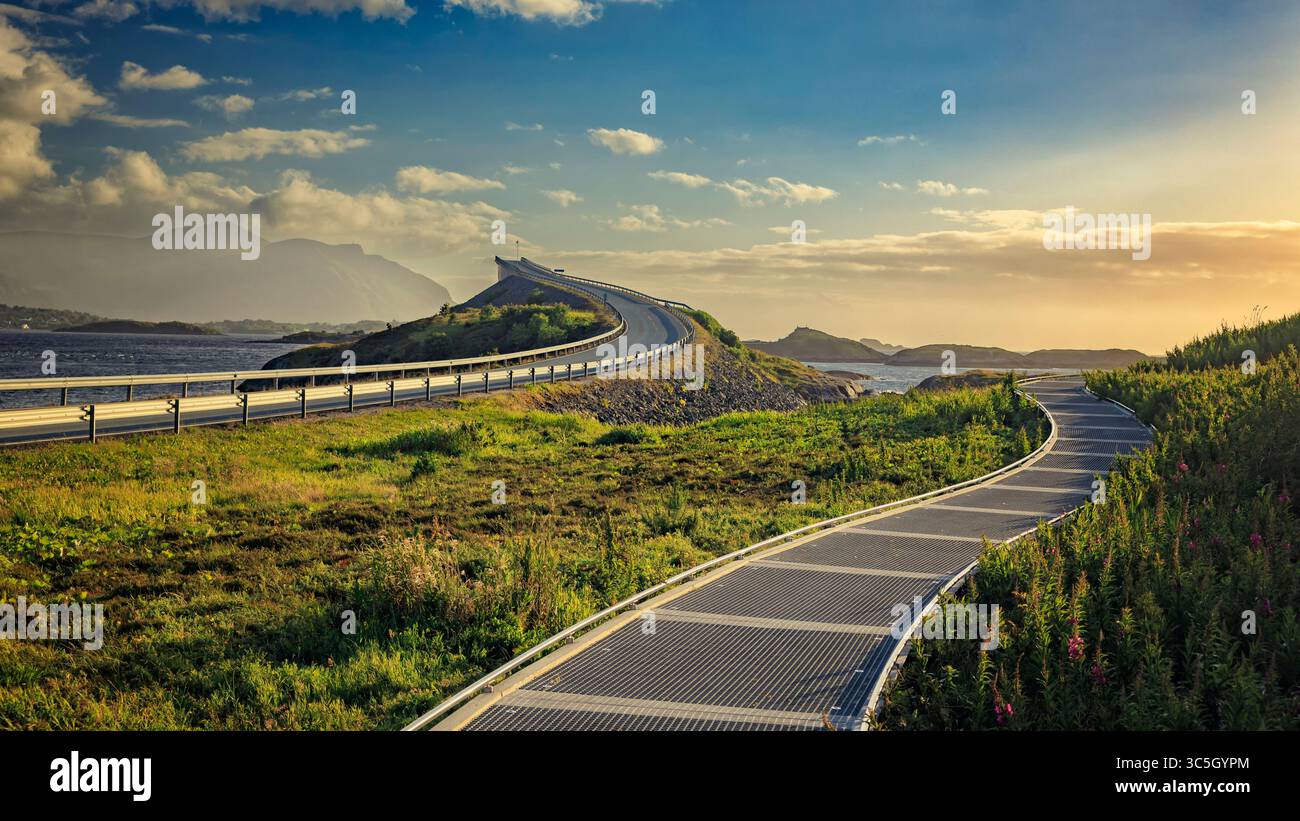 The iconic Storseisundet Bridge on the Atlantic Ocean Road in Norway. A ...