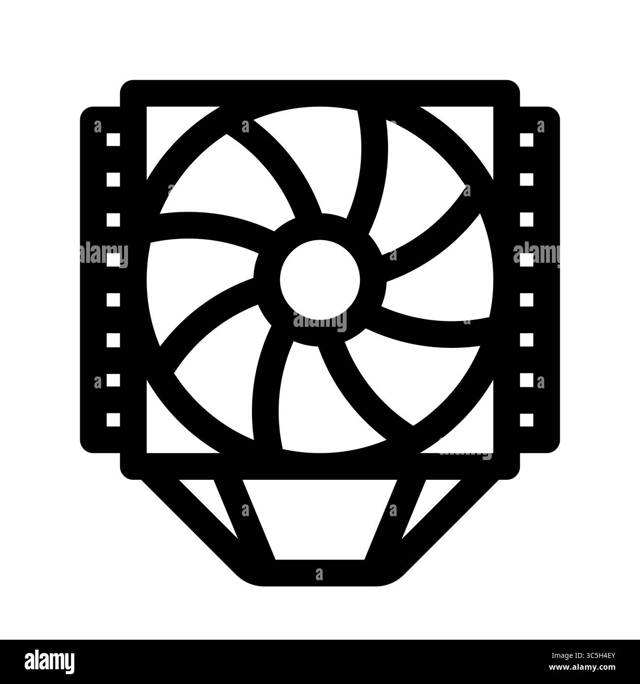 CPU tower cooler icon. Air CPU cooler PC hardware component. Outline ...