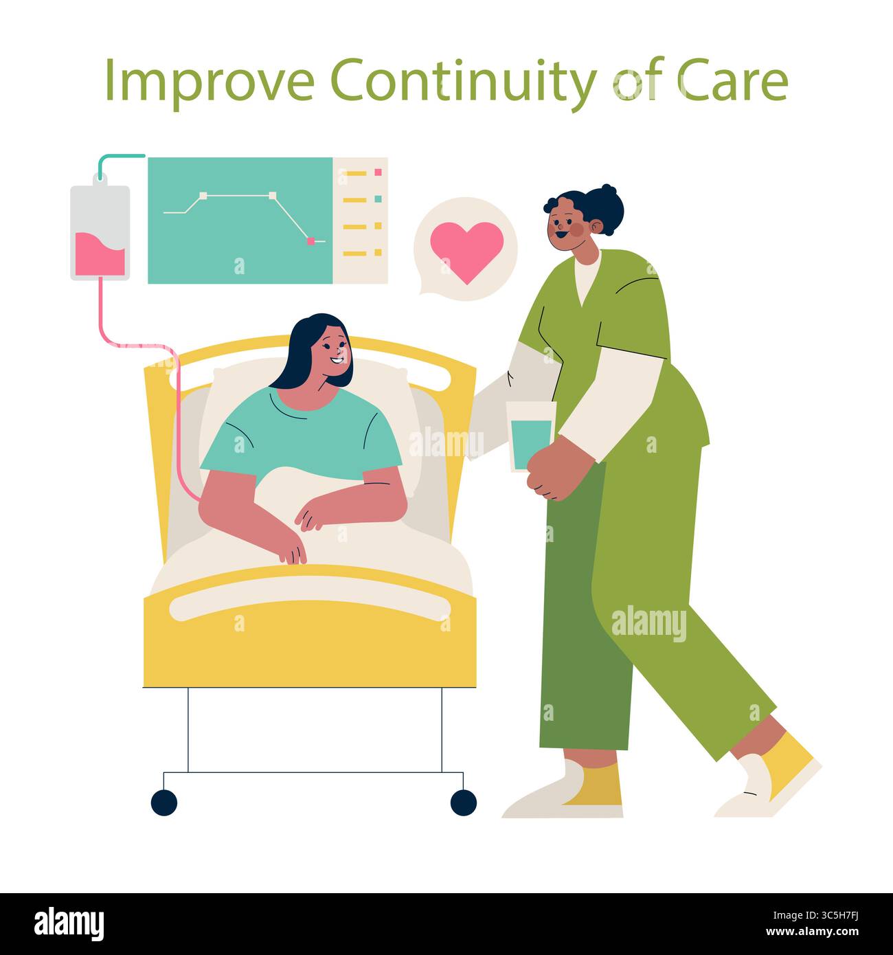 Vector illustration depicting a healthcare professional attending to a ...