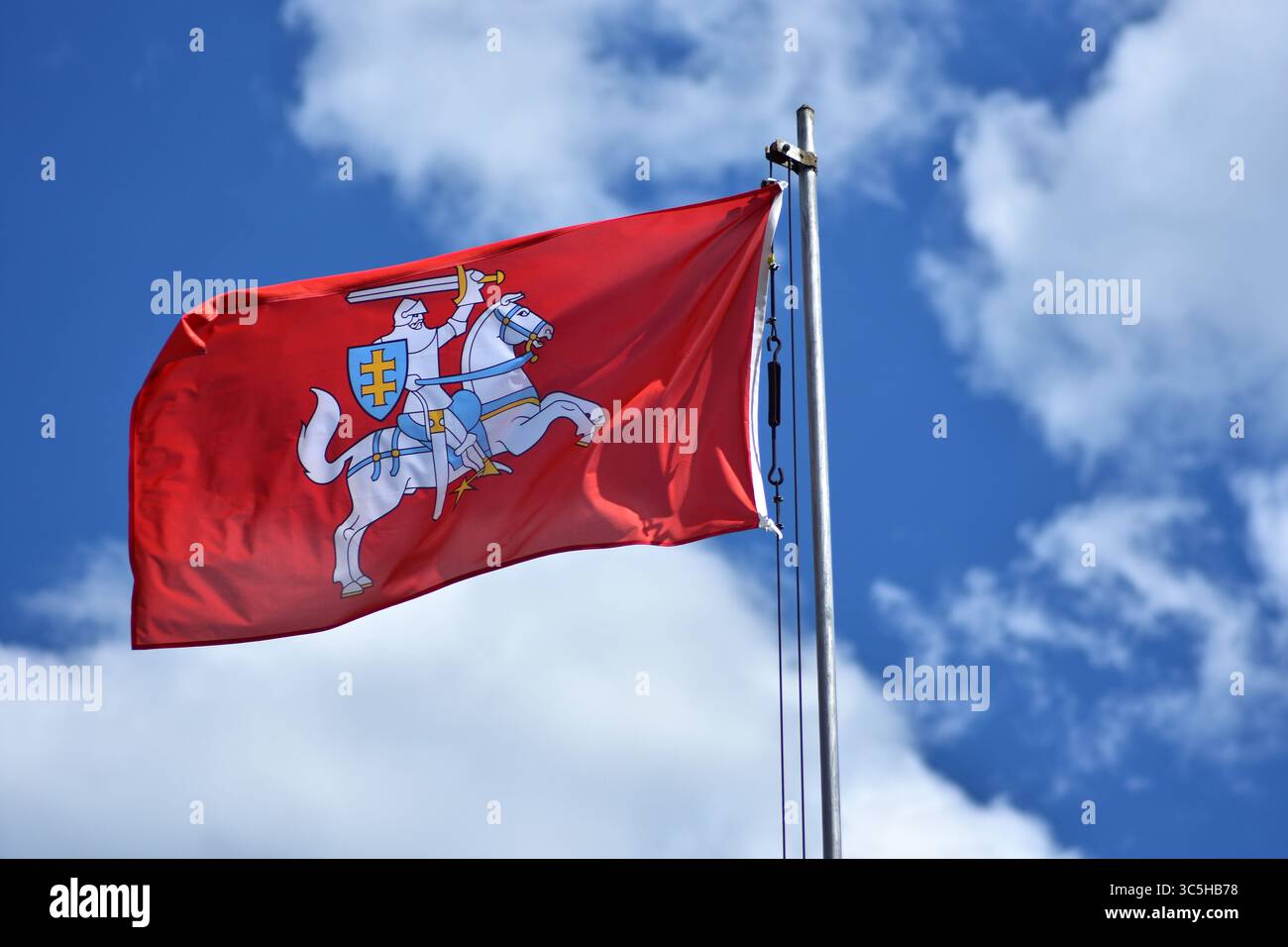 Lithuanian historical red and white flag featuring Vytis, the knight ...