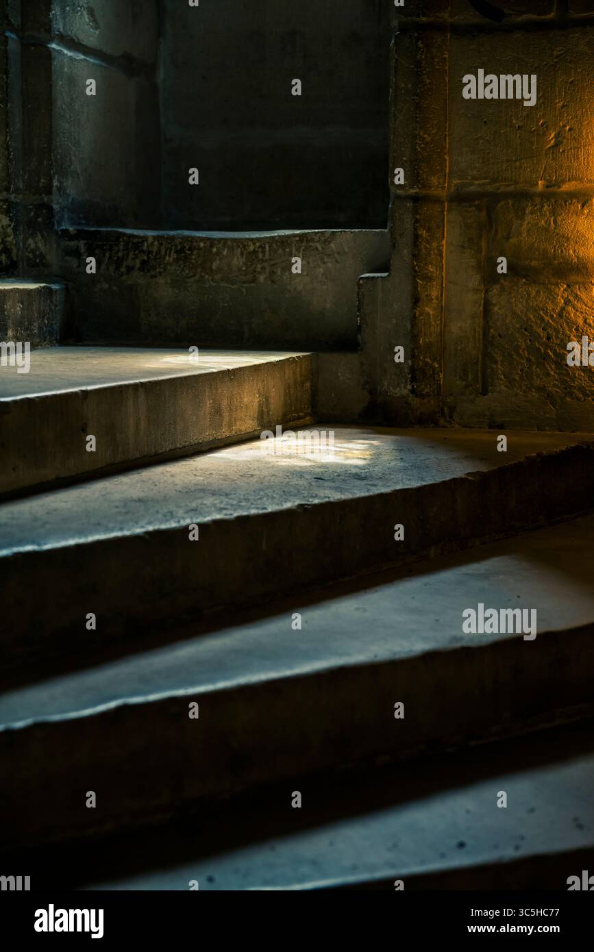 Stone steps in Medieval castle Stock Photo - Alamy