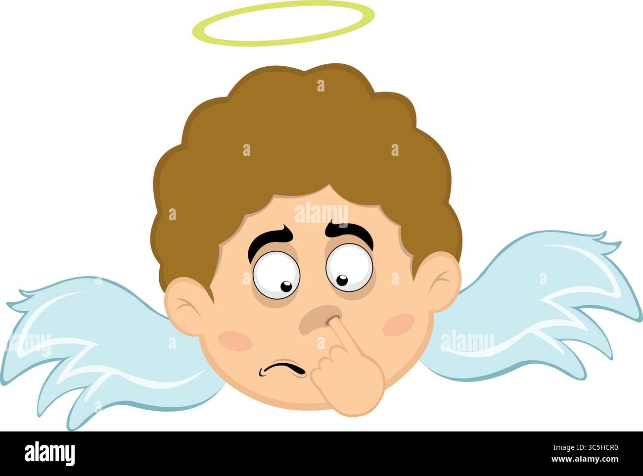 vector illustration face angel character cartoon, picking your nose ...