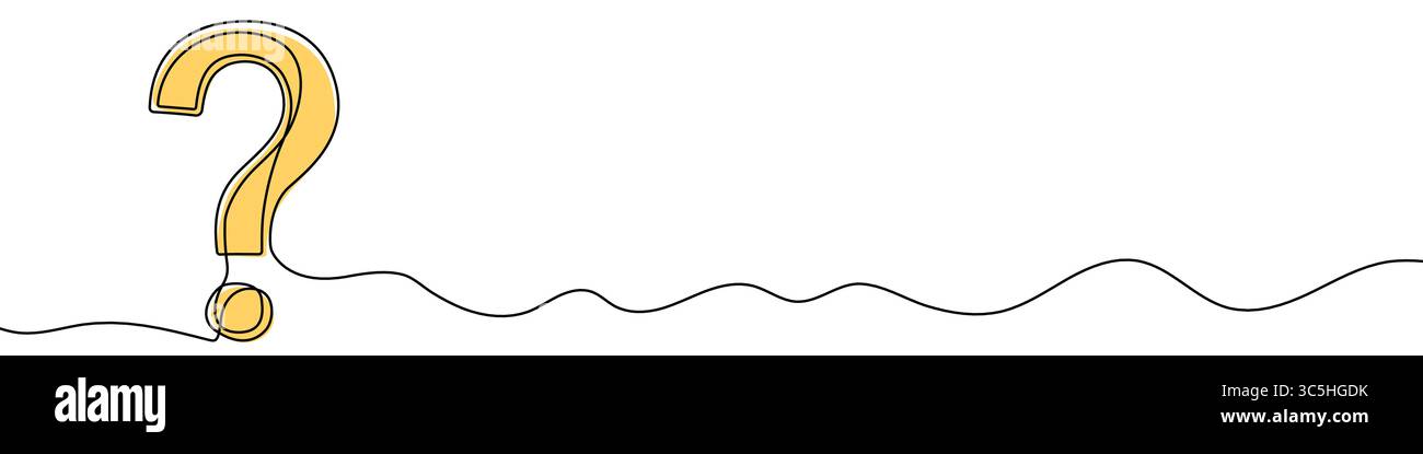 Continuous editable drawing of question mark. Question mark in one line ...