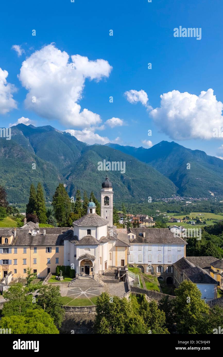 Aerial view of the Sacro Monte Calvario di Domodossola. Domodossola ...