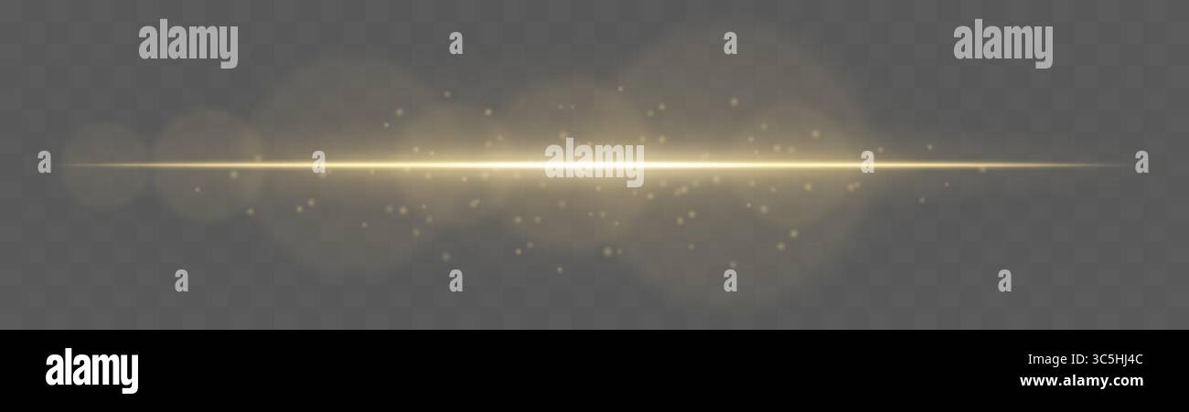 Sparkle beam. Horizontal light stripe with glowing particles on ...