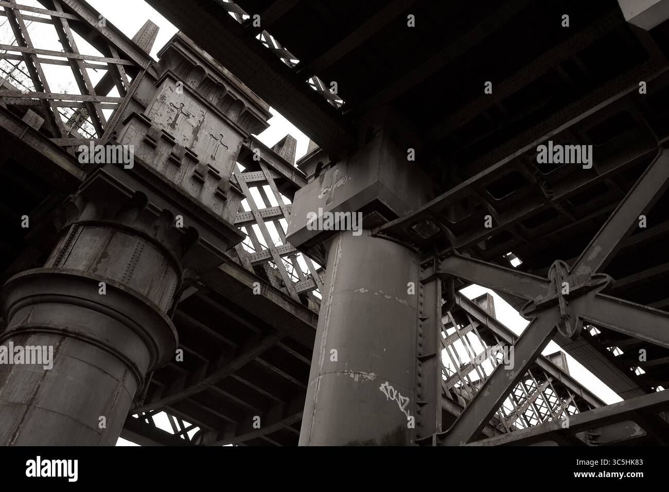 Details of urban heritage bridges and viaducts made of steel, cast iron ...