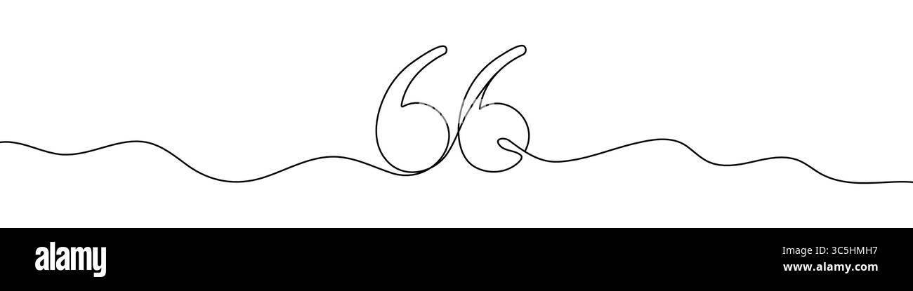 Black quotation marks in one line art style. Quotation marks drawing ...