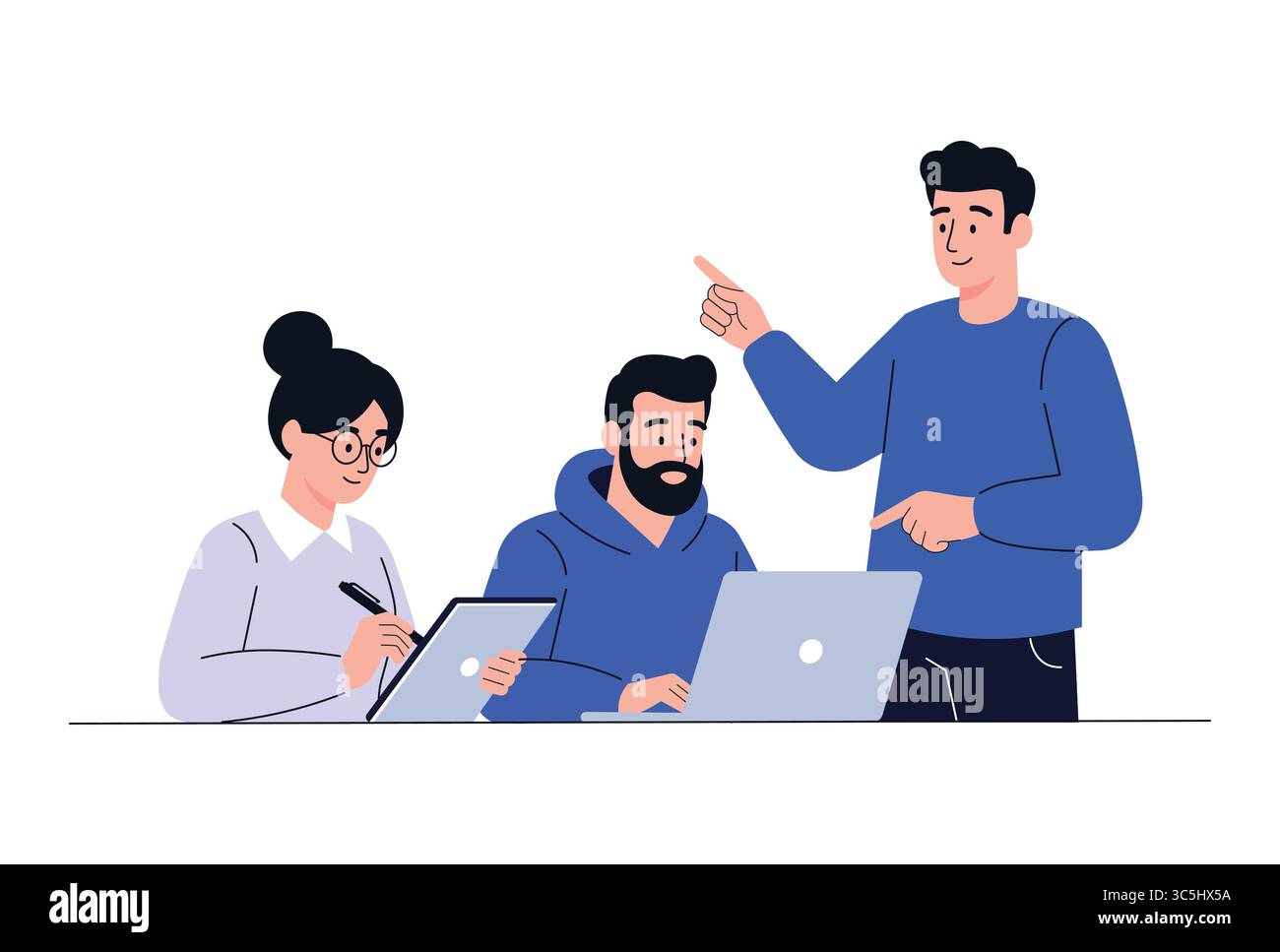 Business team work collaborating in office meeting vector illustration ...