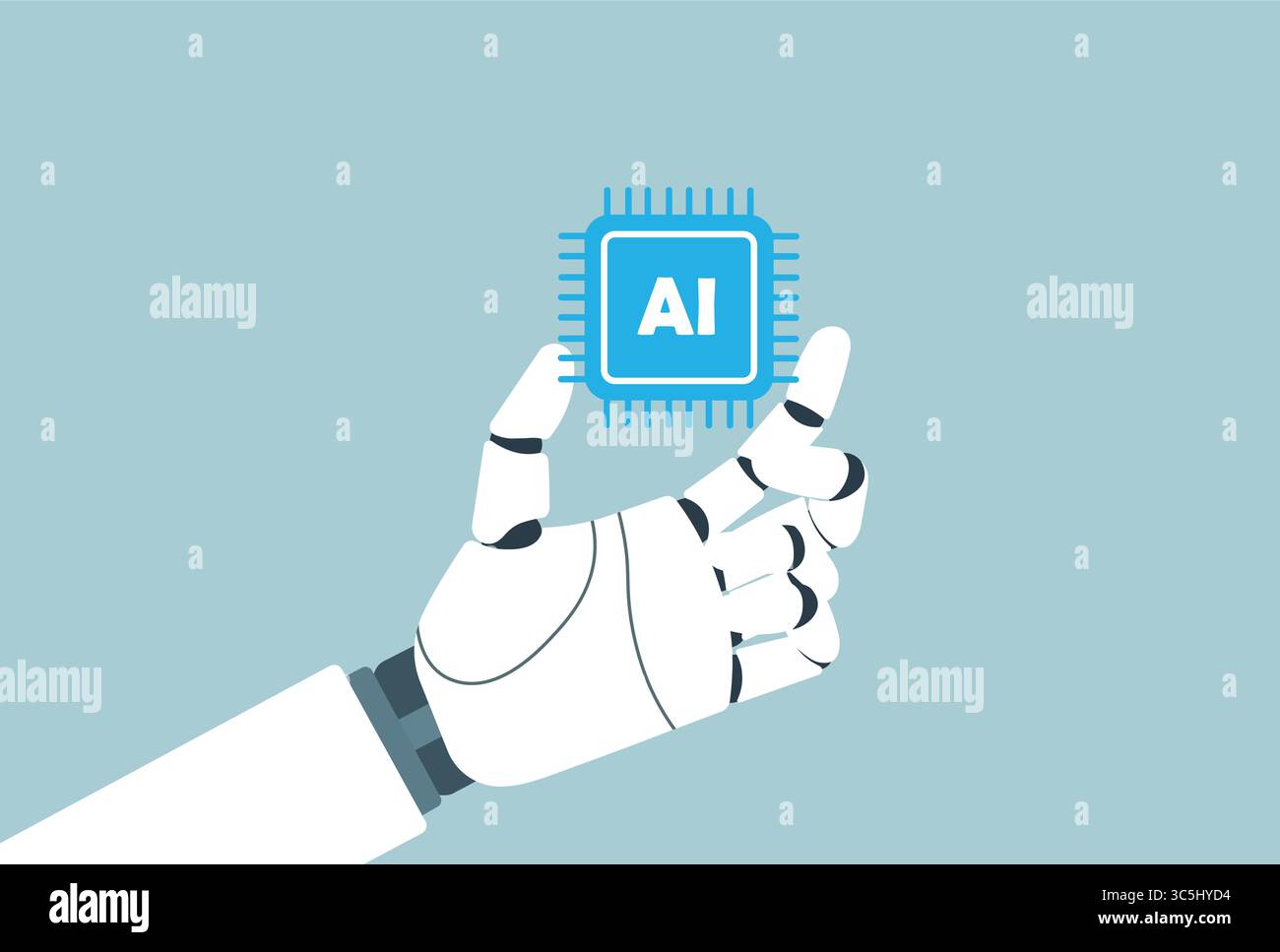 Robotic Hand Holding Artificial Intelligence Chip vector illustration ...